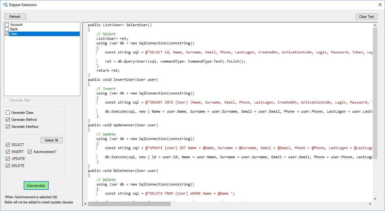 Dapper Crud Generator - Visual Studio Marketplace